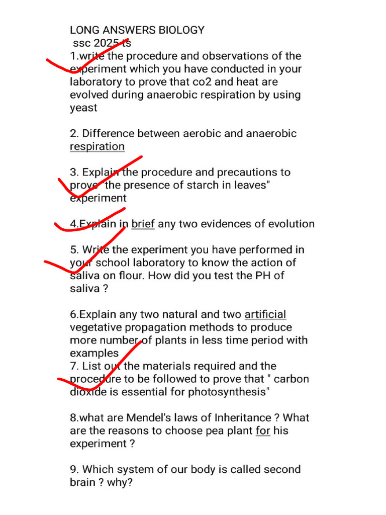 Biology LONG Answers For SSC 2025 | PDF