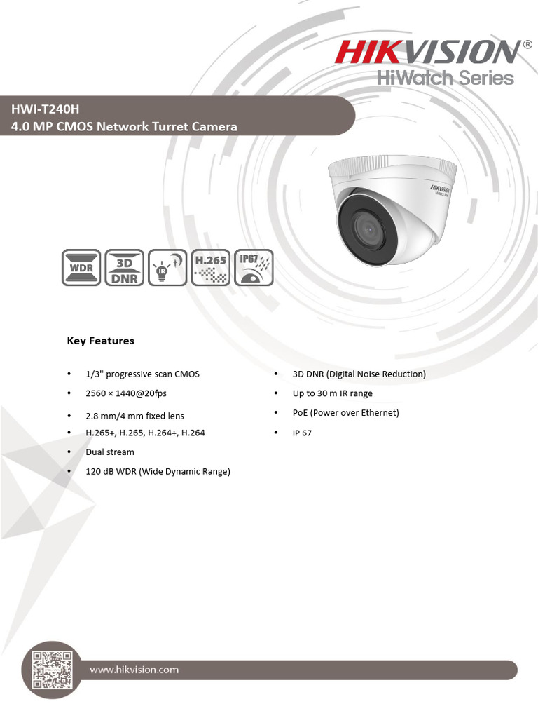 Hikvision-HWI-T240H-Datasheet | PDF | Camera Lens | Shutter (Photography)