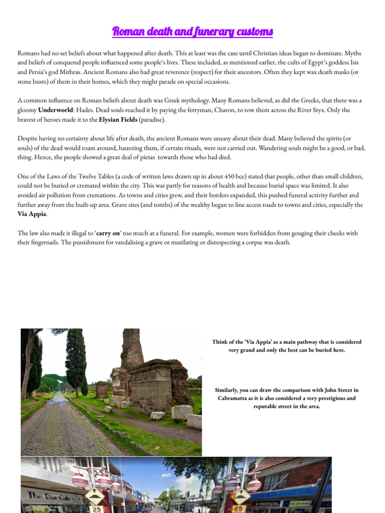 Roman Death and Burial Customs | PDF | Funeral | Burial