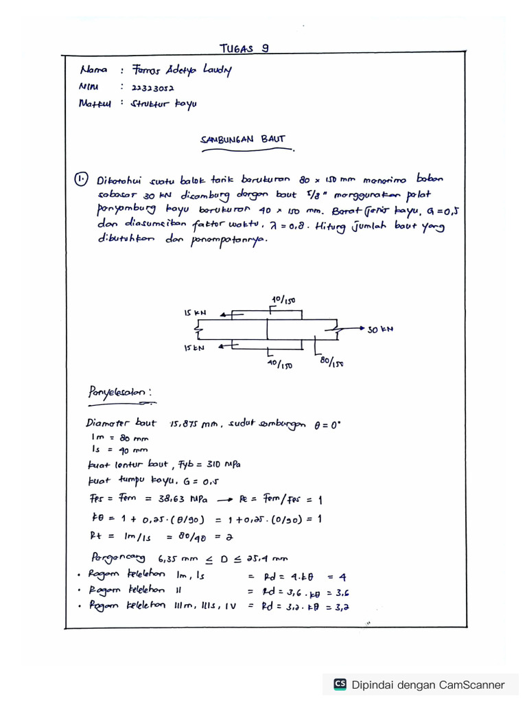 FEMAS ADETYA LAUDRY_22323052_TUGAS MINGGU 9 STRUKTUR KAYU | PDF