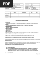 SOP For Material Inward and Outward Revised | PDF | Warehouse | Business