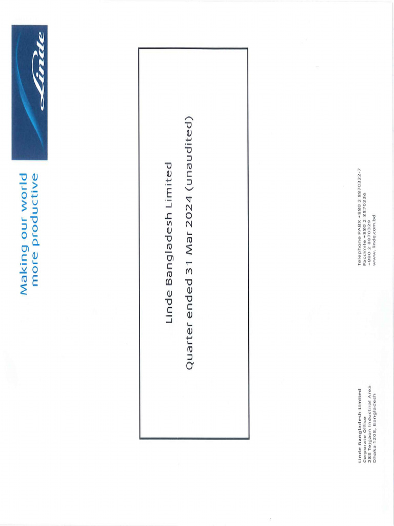 Linde BD Bangladesh (LBL) 1st Quarter Report 2024 | PDF