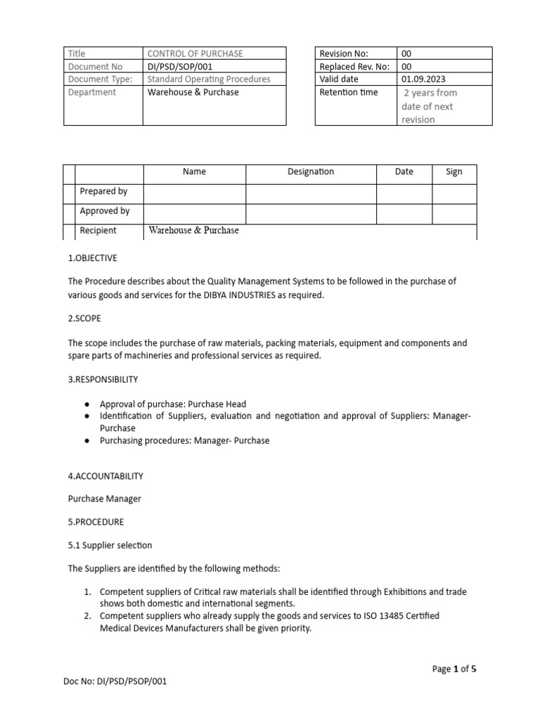Standard Operating Procedures | PDF | Business