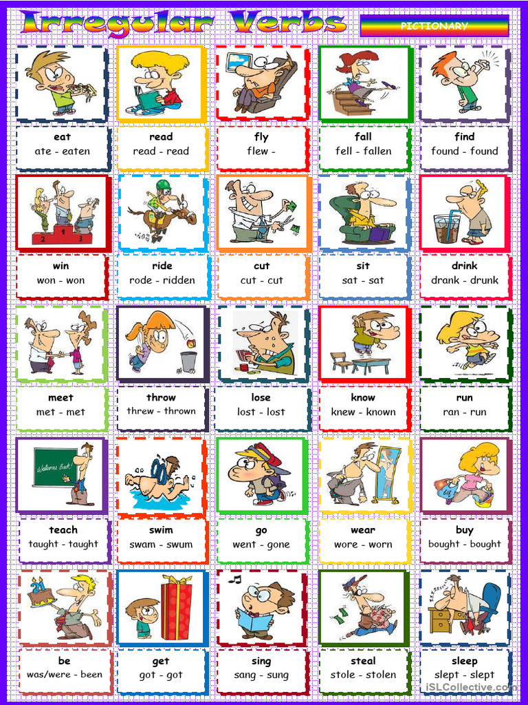Picture Dictionary - Irregular Verbs | PDF
