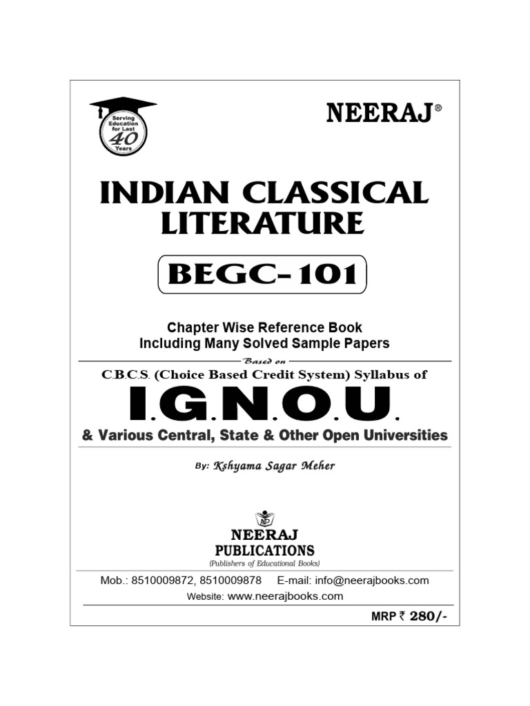 Indian Classical Literature: BEGC-101 | PDF