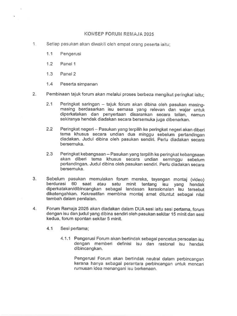Kertas Konsep Forum Remaja 2025 | PDF