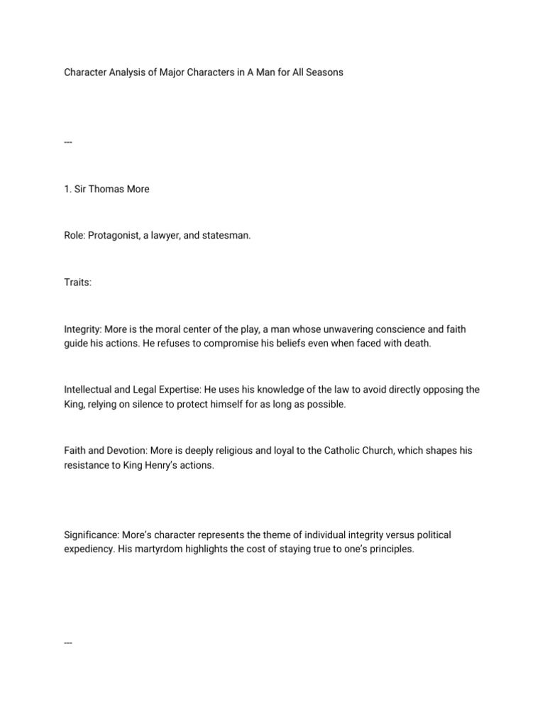 3character Analysis of The Play A MAN FOR ALL SEASON BY ROBERT BOLT ...