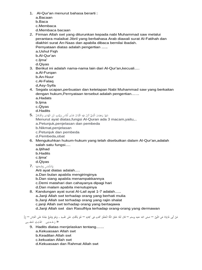 Bank Soal QH 2025 | PDF