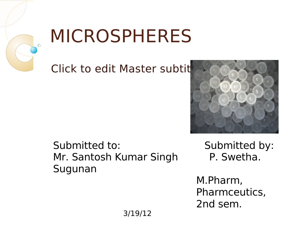 Microspheres: Click To Edit Master Subtitle Style | PDF | Emulsion ...