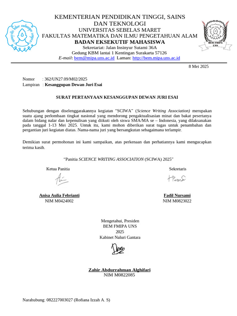 Surat Kesanggupan Dewan Juri | PDF