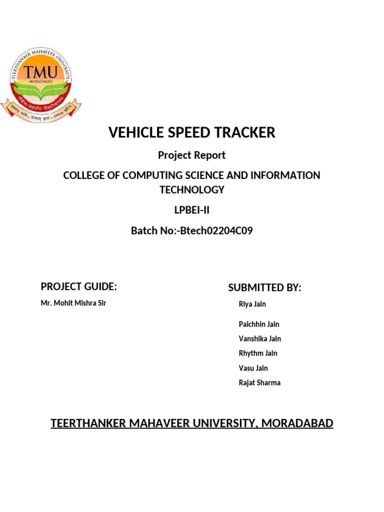 Vehicle Speed Detection System Report | PDF | Computer Vision | Traffic