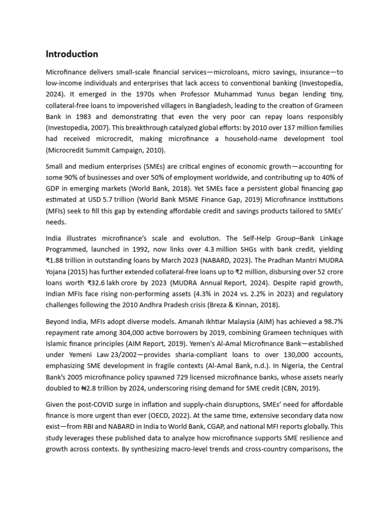 Introductio 1 | PDF | Microfinance | Small And Medium Sized Enterprises