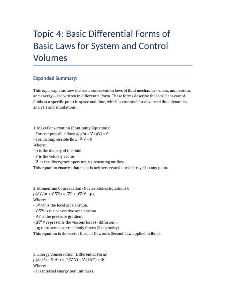 Topic 4 Basic Differential Forms | PDF | Fluid Dynamics | Navier–Stokes ...