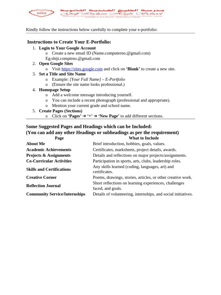 Creating Your E-Portfolio Guide | PDF