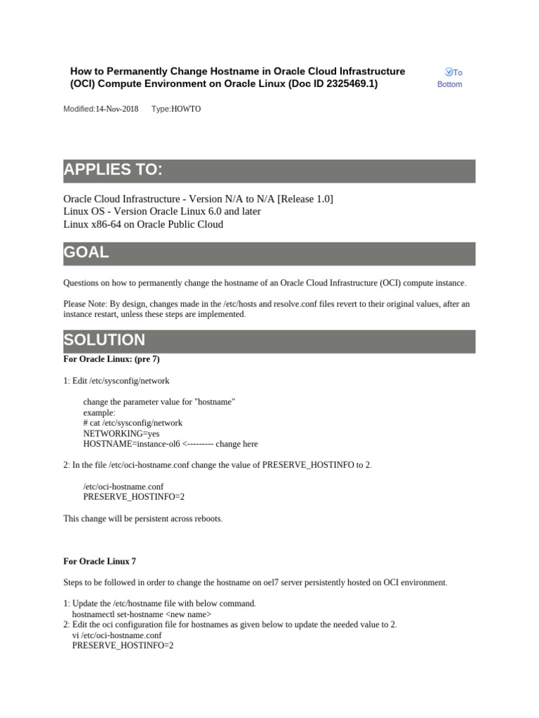 How To Permanently Change Hostname in Oracle Cloud Infrastructure | PDF