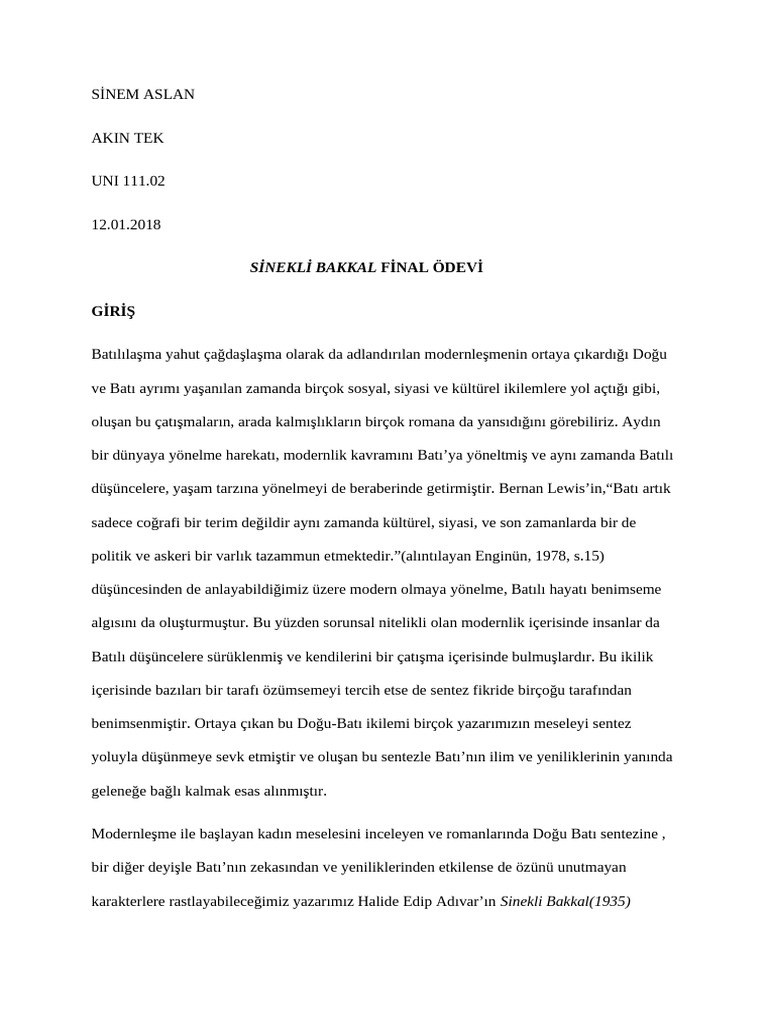 Halide Edip Adivar Sinekli Bakkal | PDF