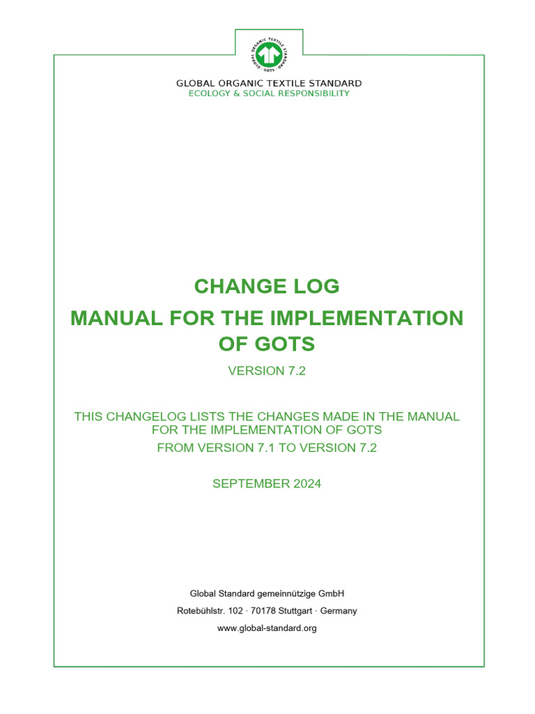 GOTS Implementation Manual Change Log 7.2 | PDF | Due Diligence | Business