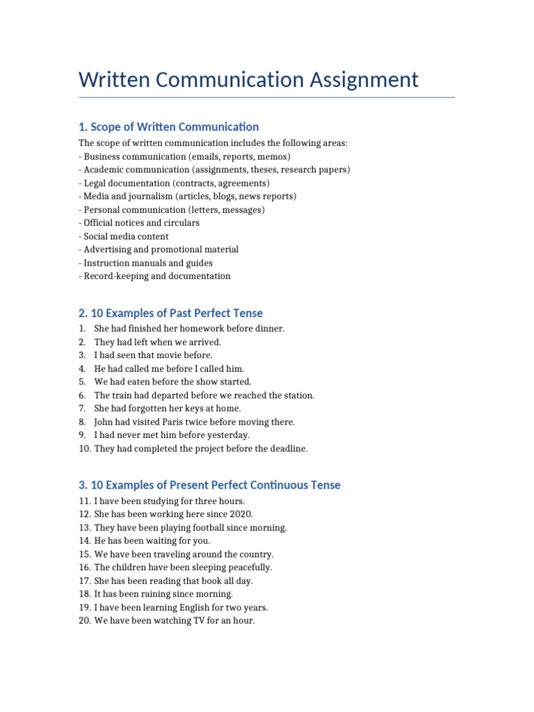 Written Communication and Grammar Examples | PDF