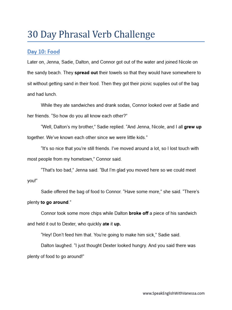 Day 10 - 30 Day Phrasal Verb Challenge | PDF
