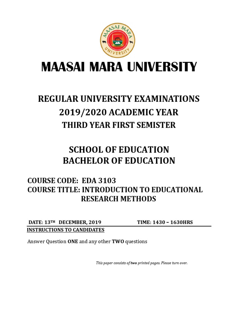 Eda 3103 Introduction To Educational Research Methods | PDF | Sampling (Statistics) | Scientific ...