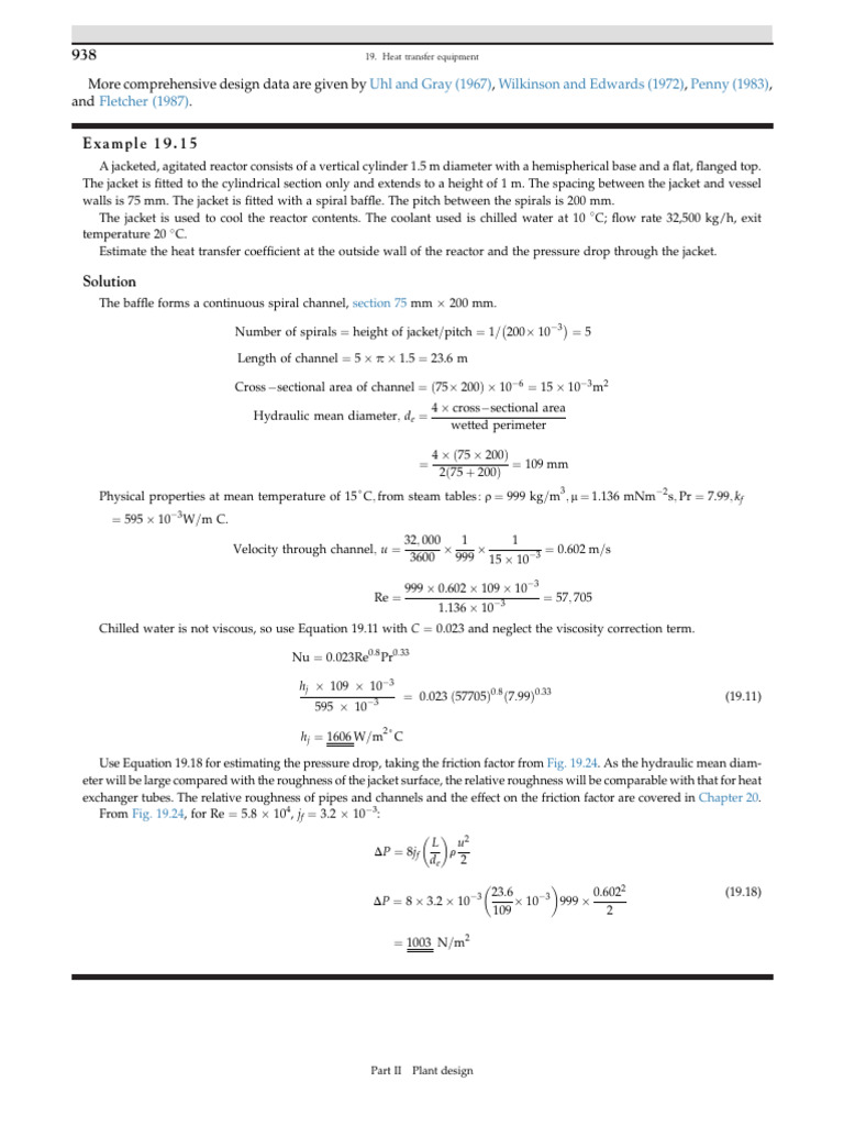 带搅拌反应器夹套传热计算例子-CHEMICAL ENGINEERING DESIGN-Principles Practice and Economics of Plant and ...