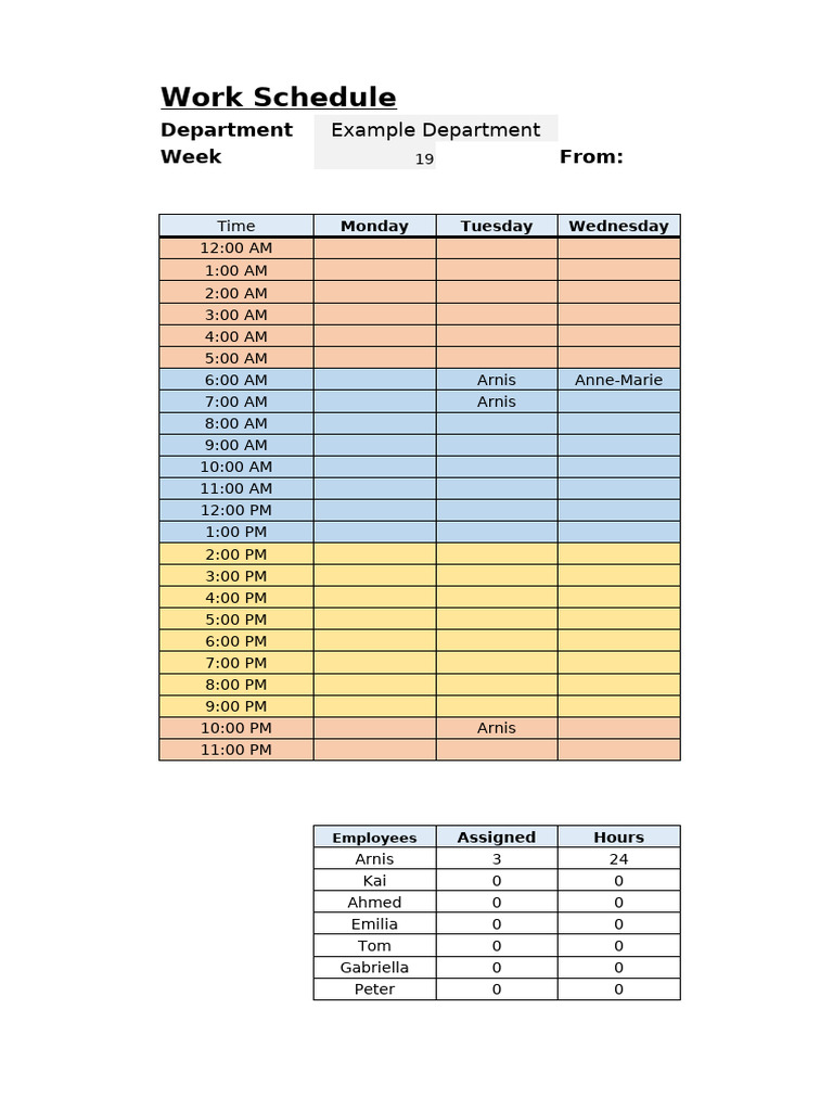 Work Schedule Template | PDF