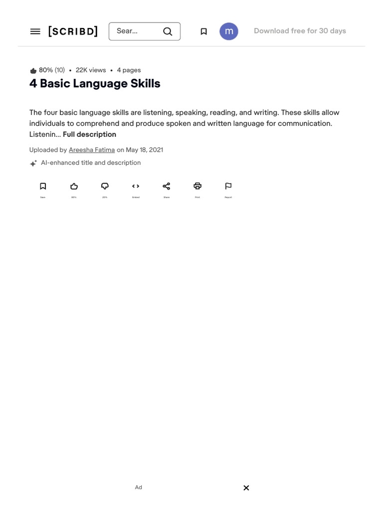 4 Basic Language Skills _ PDF _ Speech _ Reading Comprehension | PDF ...