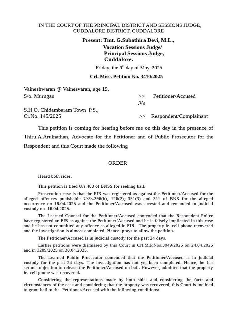 TNCD010050332025 1 2025-05-09 | PDF | Bail | Misconduct