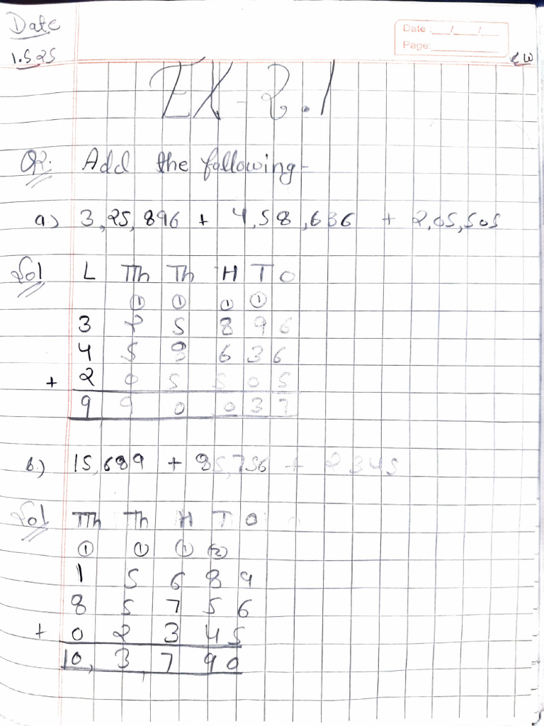Today's Maths Classwork Ex. 2.1 To 2.2 | PDF