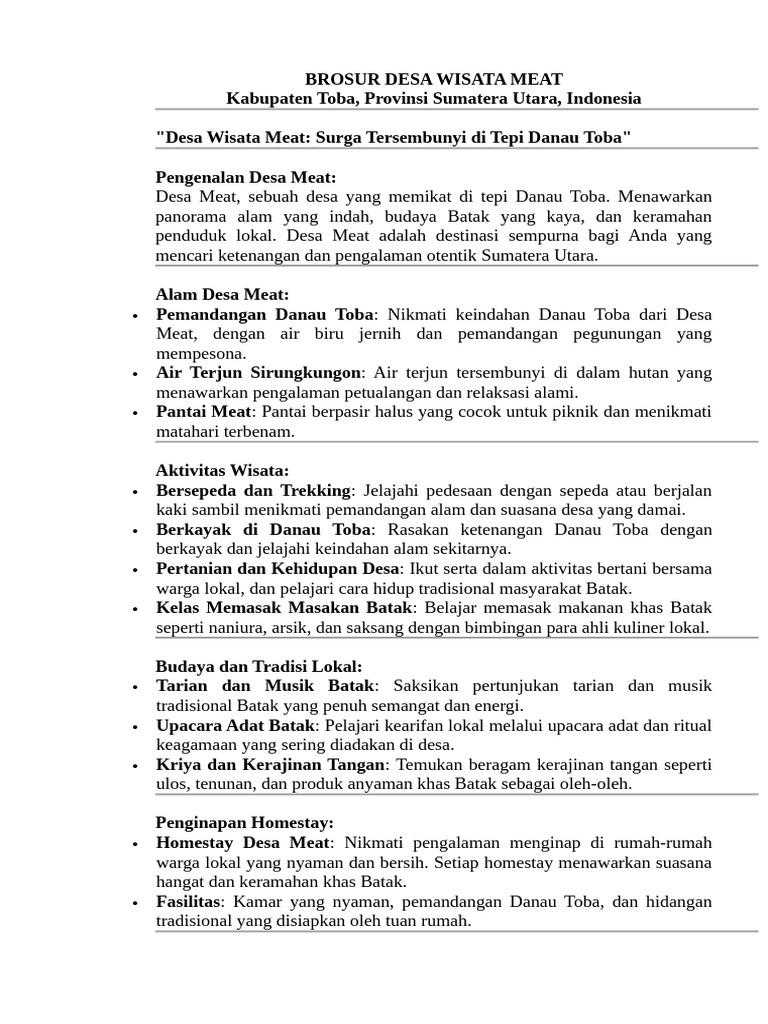 BROSUR DESA WISATA MEAT | PDF