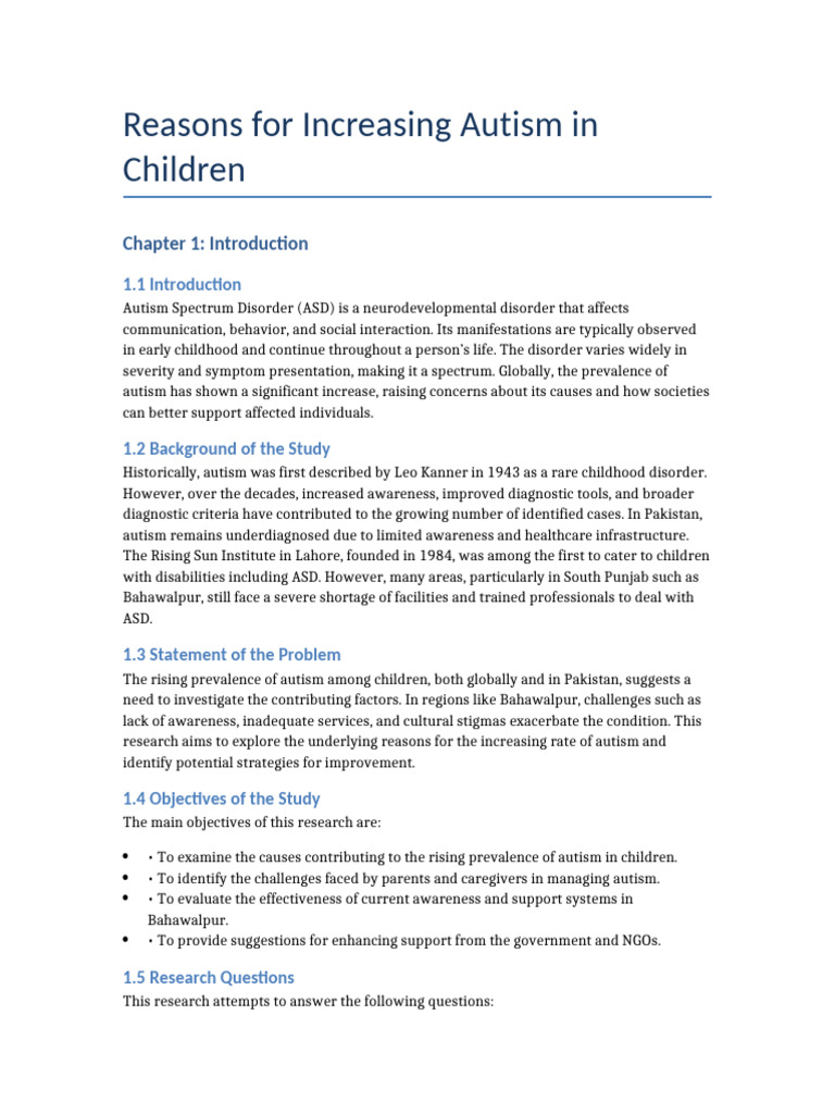 Full Autism Thesis Ch1 Ch2 | PDF | Autism | Mental Disorder
