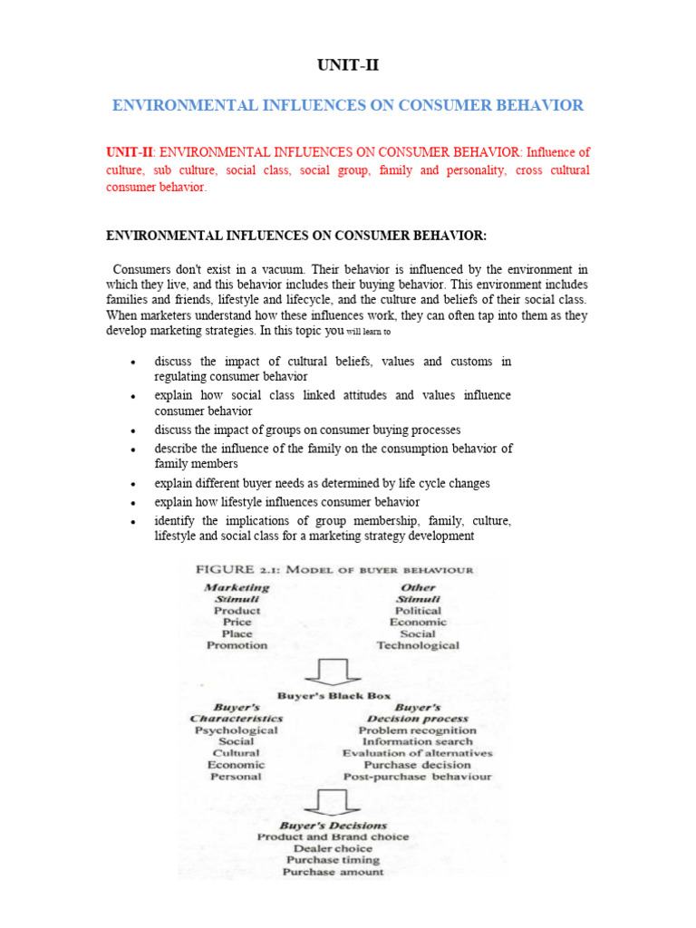 Consumer Behaviour Unit 2 | PDF | Consumer Behaviour | Behavior