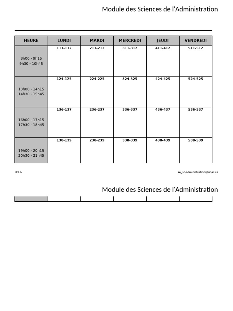 Grille horaire vierge à imprimer | PDF
