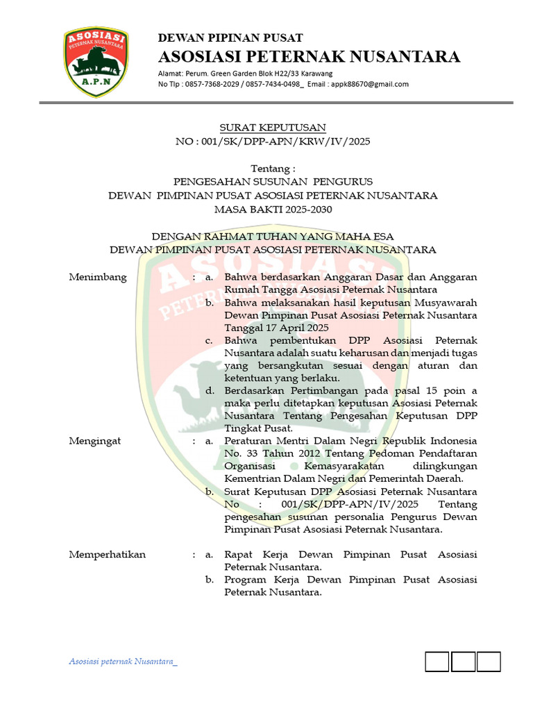 Pengesahan Pengurus APN 2025-2030 | PDF