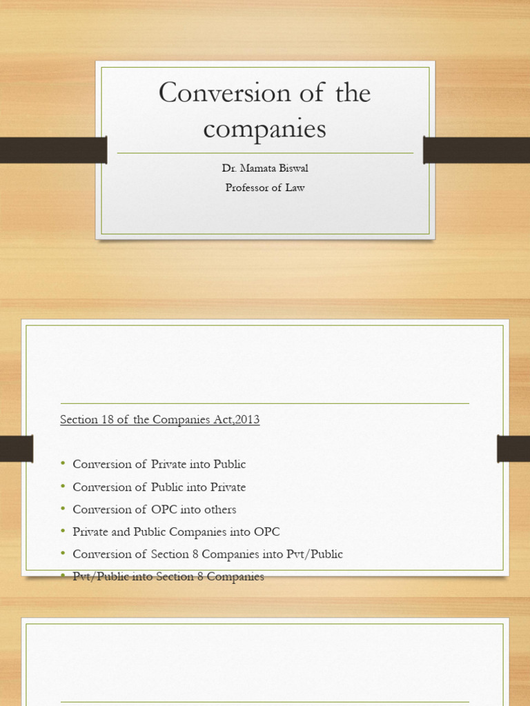Conversion of The Companies | PDF | Dividend | Private Law