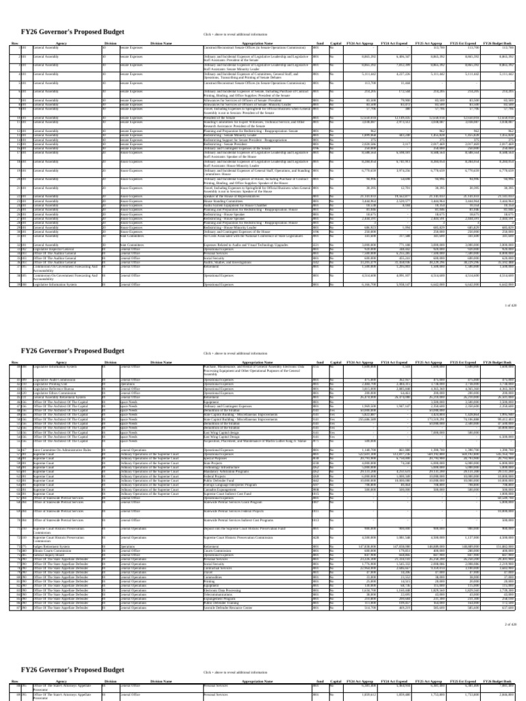 Fiscal Year 2026 Operating Budget Line Item Detail | PDF | Tennessee ...