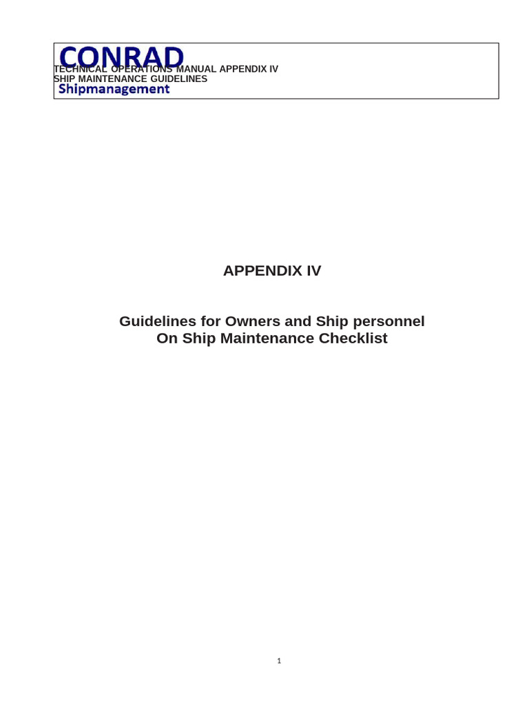 14 Appx IV - SHIP MAINTENANCE GUIDELINES | PDF