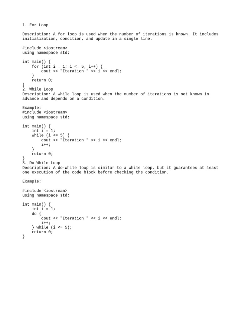 1. For Loop | PDF