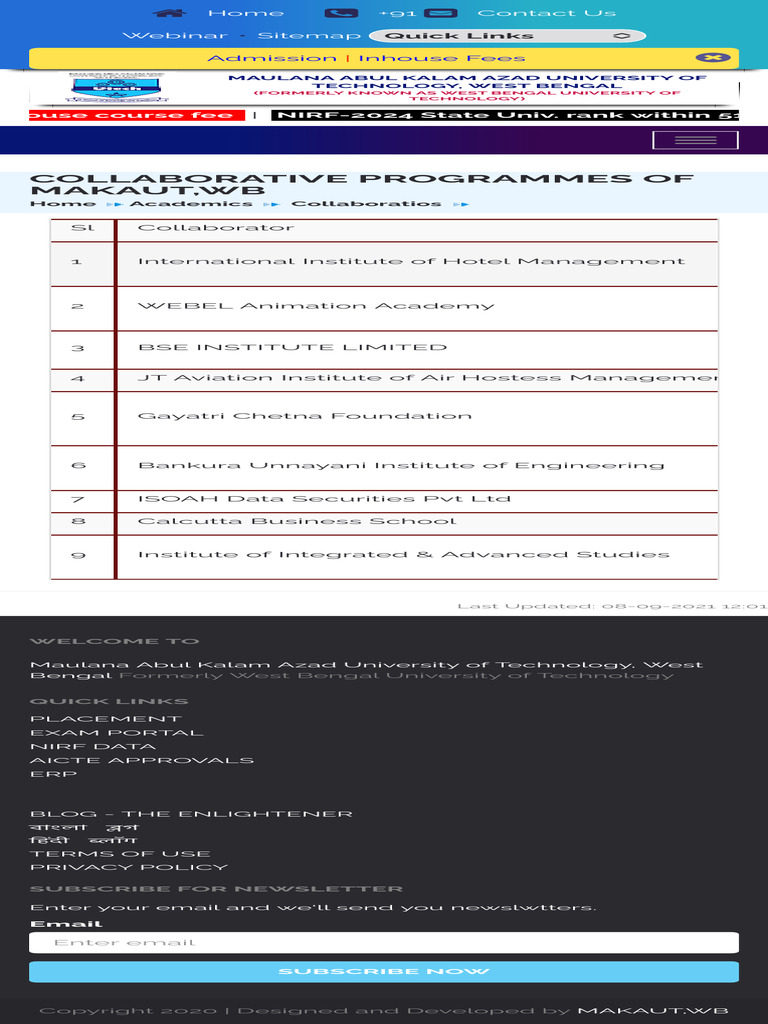 MAKAUT, WB - Collaboratios | PDF