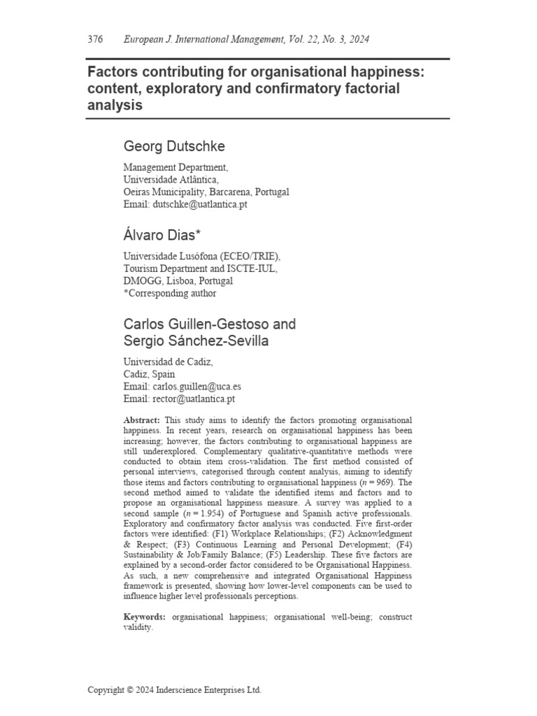 Factors Contributing For Organisational Happiness | PDF | Factor ...