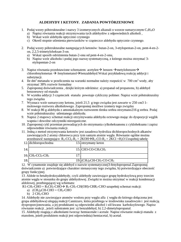 ALDEHYDY I KETONY Zad | PDF