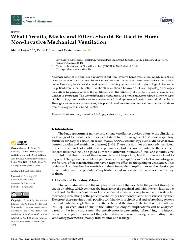 What Circuits, Masks and Filters Should Be Used in Home Non-Invasive ...