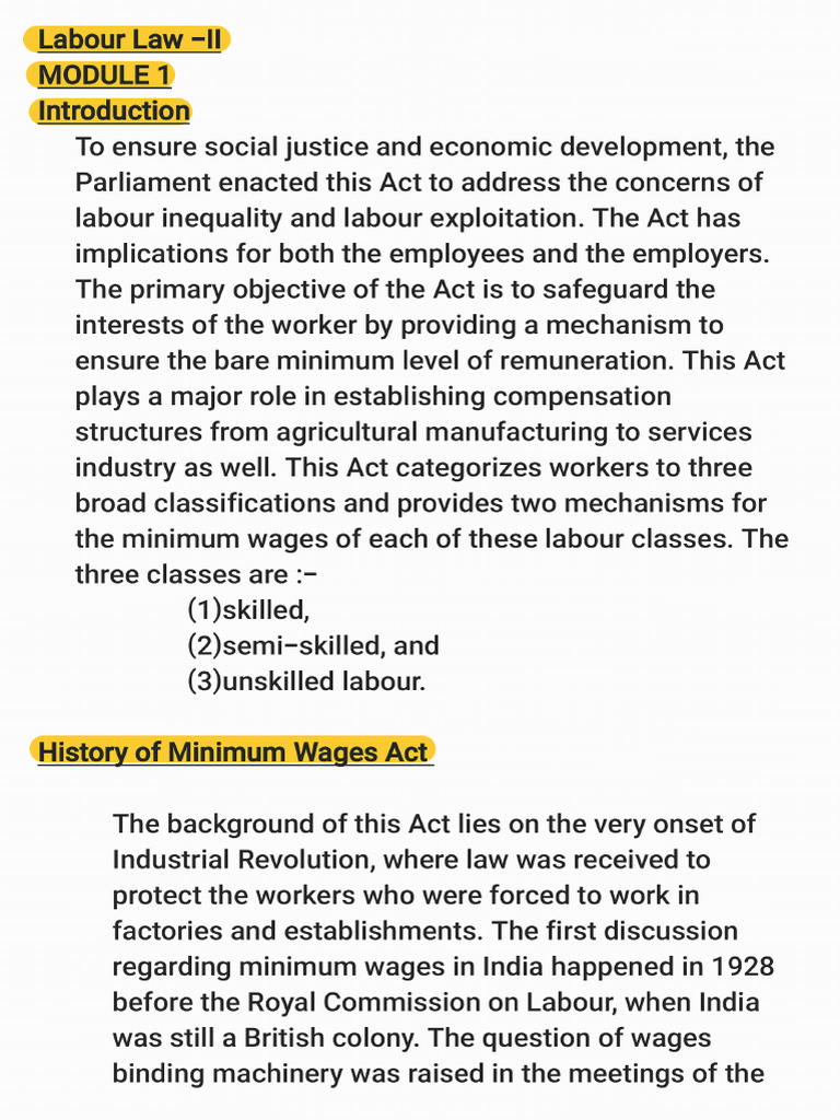 Labour Law II Notes Law321 Module I and II | PDF