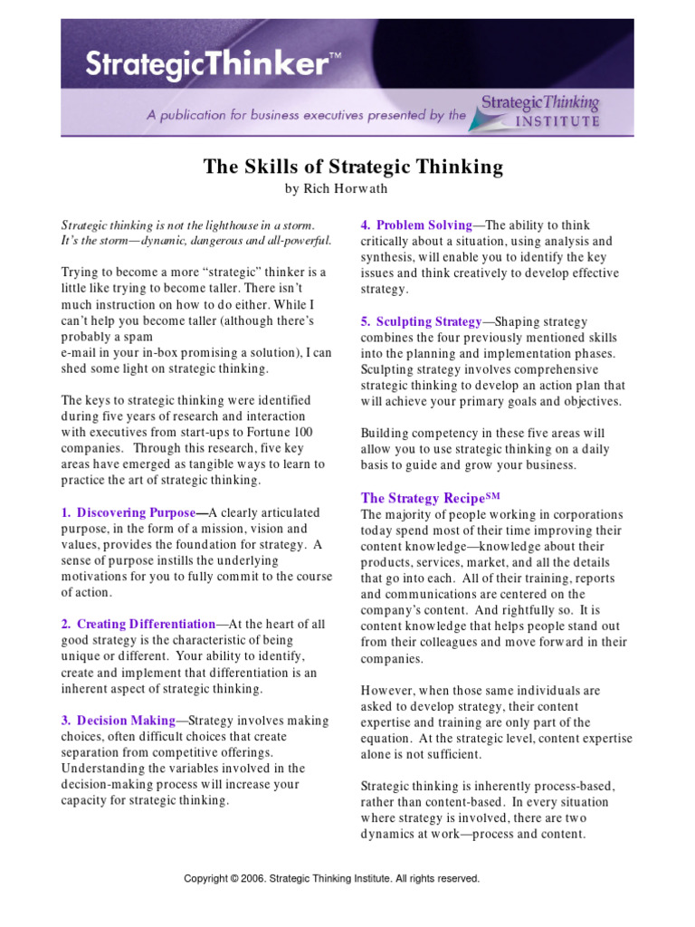 ST Strategic Thinking | PDF | Strategic Thinking | Business