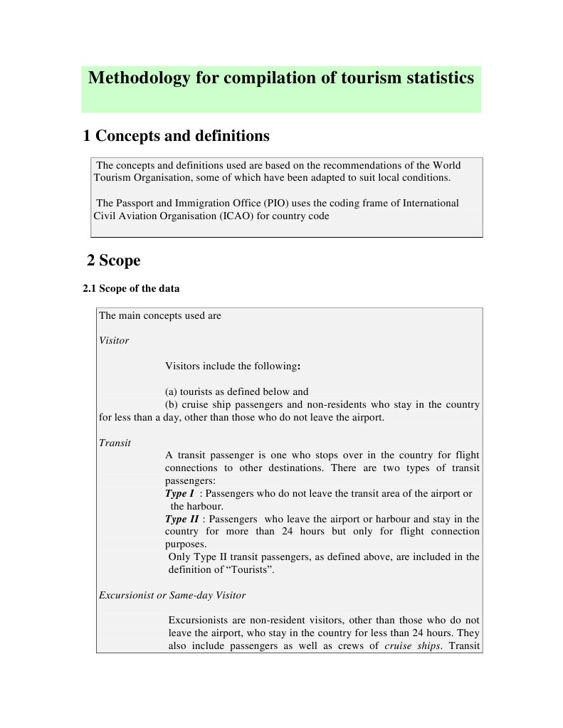 Methodology For Compilation of Tourism Statistics: 1 Concepts and ...