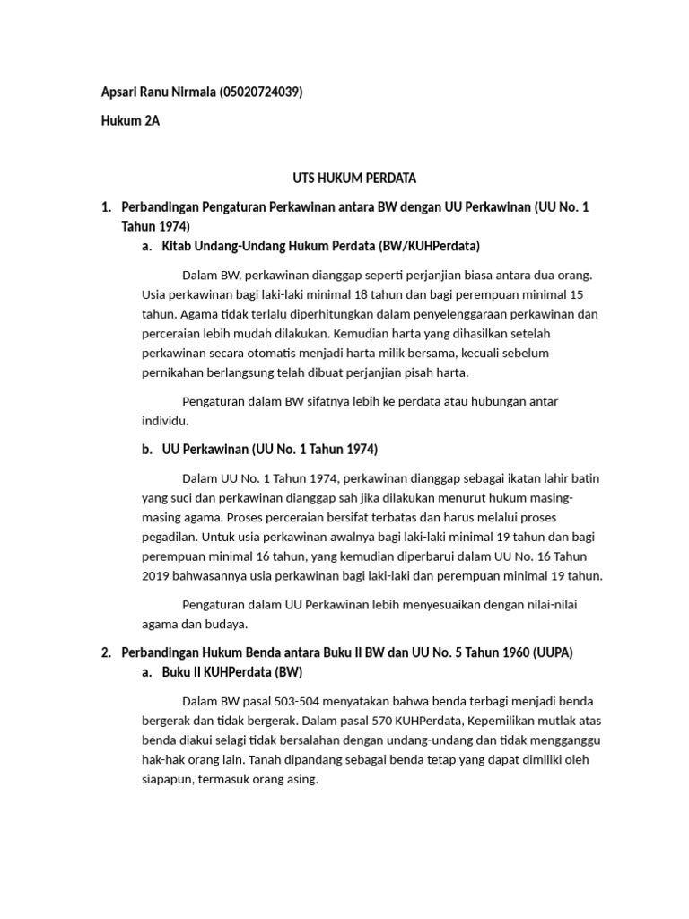 Apsari UTS Perdata | PDF