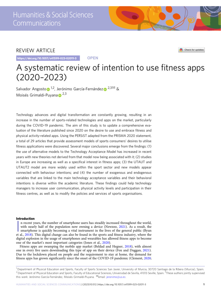 Systematic Review of Fitness App Usage | PDF | Systematic Review | Analysis
