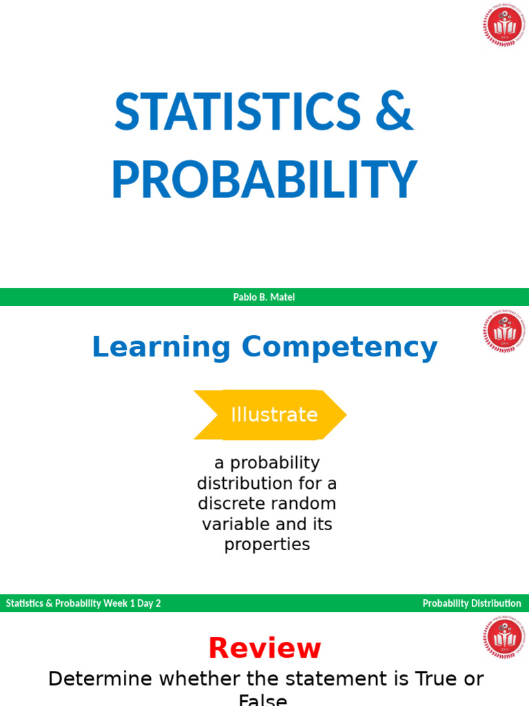 SP W1 D2 Student | PDF | Probability Distribution | Random Variable