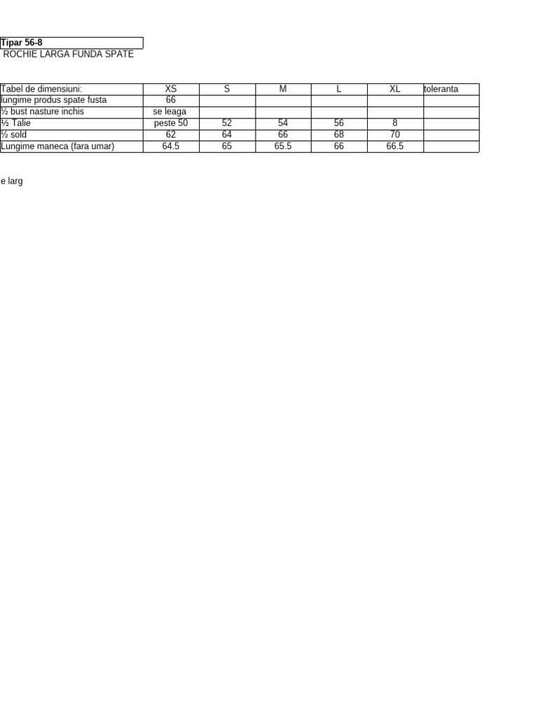 Tabele de Dimensiuni Tipar 56-8 | PDF