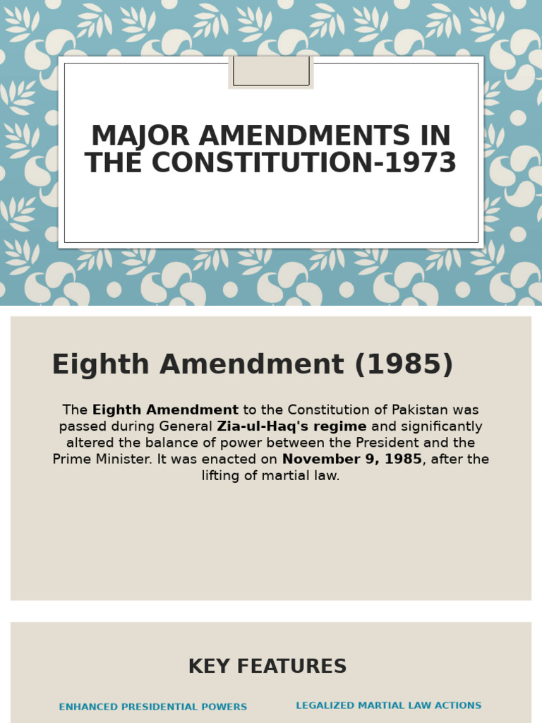 Key Constitutional Amendments in Pakistan | PDF | Federally ...